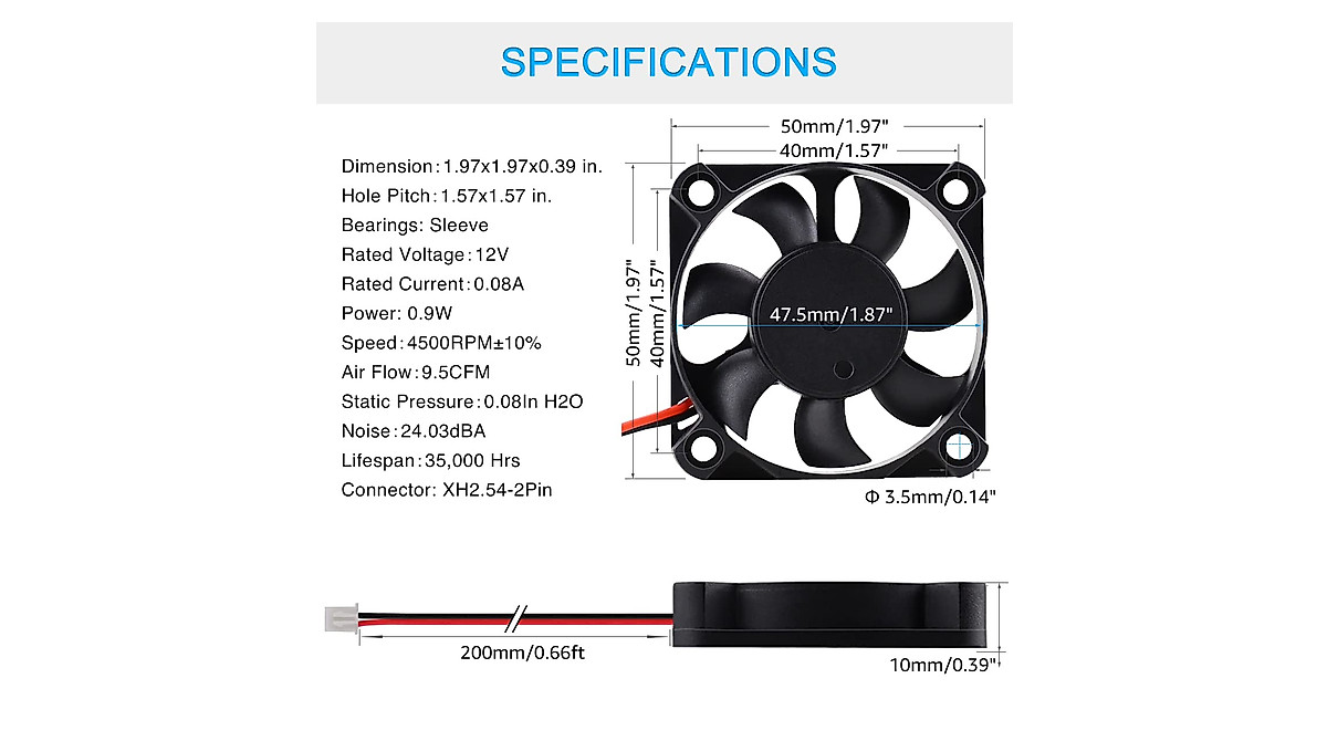 GDSTIME 50mm Brushless Cooling Fan - 12V DC