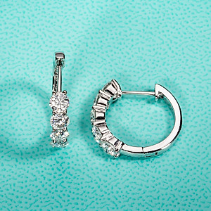 AnuClub Moissanite Hoop Earrings, 3cttw D Color Round Cut Earrings 18K Gold Plated Silver With GRA Certificate, Christmas Gift for Women (Size 2cm+White)