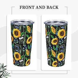 Yaxongx 20oz Tumbler Splendid Sunflowers Double Wall Vacuum Insulated Coffee Mug with Lid and Metal Straw Brush Reusable Stainless Steel Water Bottle Travel Cup Gifts for Car Ice Drinks Hot Beverage