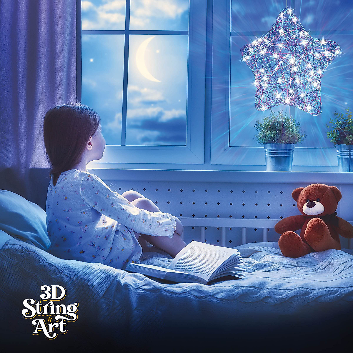 Dan&Darci 3D Light Up String Art Kit for Kids - Star Lantern Making Kit w/ 20 LEDs - Kids Easter Gifts - Crafts Set for Girls and Boys Ages 8-12 Kid - Kits for Age 8, 9, 10, 11, 12 Year Old Girl Gift