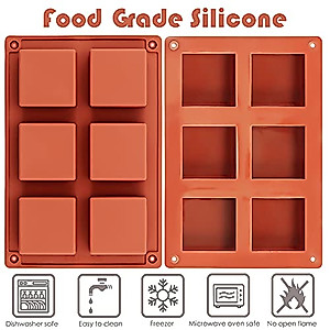 Ocmoiy 3Pcs Silicone Brownie Pan 2" x 2" x 1" Square Chocolate Baking Molds for Brownie Bites, Muffins, Fudges, Truffles, Keto Fat Bombs