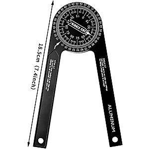 Aluminum Miter Saw Protractor | 7-Inch Rust Proof Angle Finder Featuring Precision Laser Engraved Scales with 360 Degree Rotation Function (One, Black)