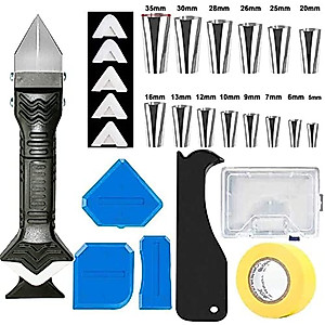 6 in 1 Silicone Caulking Tools 14Pcs Caulk Nozzle Applicator Finisher Kit Sealant Finishing Tool Grout Scraper Reusable Caulking Tool for Kitchen Bathroom Window
