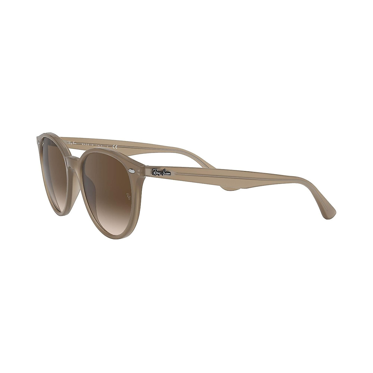 Ray-Ban RB4305 Round Sunglasses, Opal Beige/Brown Gradient, 53 mm