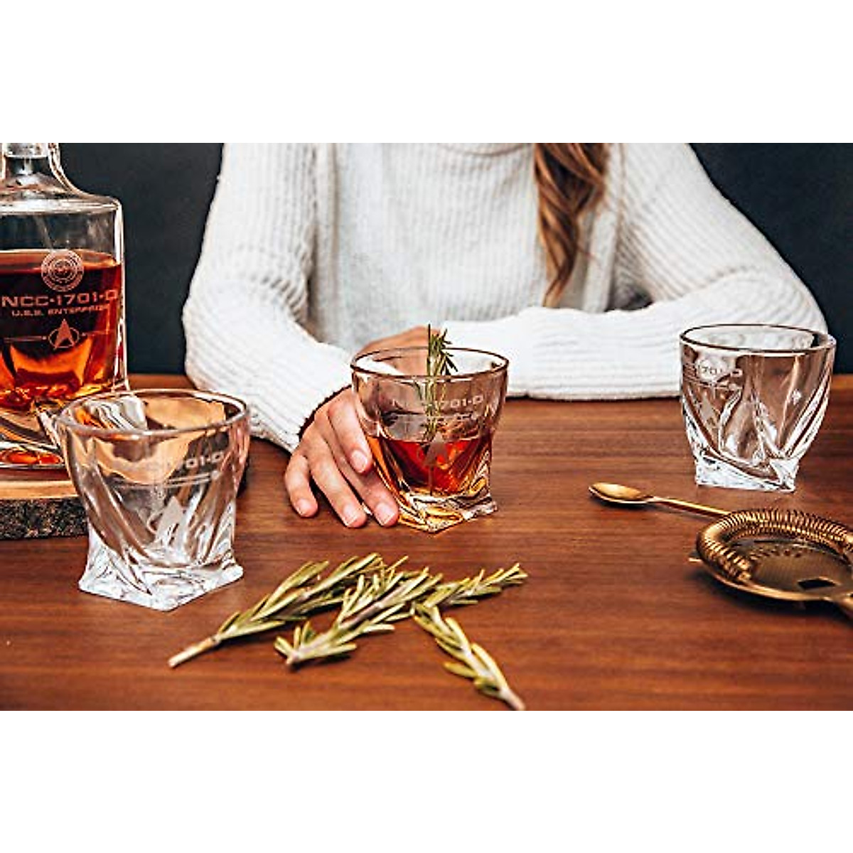 Star Trek: The Next Generation 5-Piece Whiskey Decanter Set | USS Enterprise Themed Party Shot Glasses For Home Barware Collection | Each Glass Holds 10 Ounces