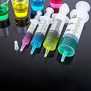 10 pack 30ml Syringes luer lock with Caps, Plastic Syringe for Scientific Labs and liquid Dispensing Metric Multiple Uses