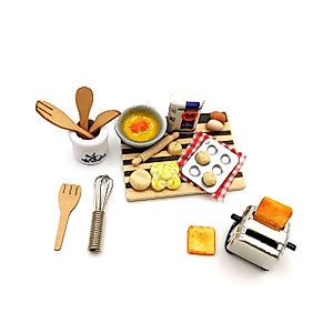 SXFSE Dollhouse Decoration Accessories, 1:12 Dollhouse Miniature Scene Model Breakfast Bread Machine Set