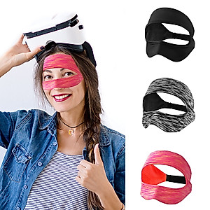 VR Sweat Band, VR Eye Mask Cover for Oculus Quest 2 Breathable Sweat Guard Face Mask for Use VR Workouts with Virtual Reality Headsets Adjustable Washable Breathable Stretchy Moisture Wicking (3PCS)