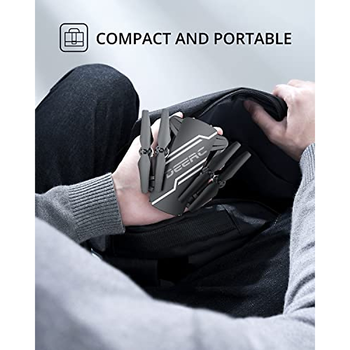 DEERC D20 Mini Drone for Kids with 720P HD FPV Camera Remote Control Toys Gifts for Boys Girls with Altitude Hold, Headless Mode, One Key Start Speed Adjustment, 3D Flips 2 Batteries, Black