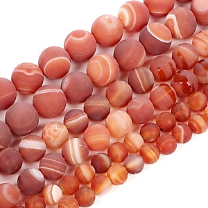 NHBT YU Natural Stone Beads Frosted Orange Striped Agate Loose Beads for Jewelry Making Needlework DIY Bracelet Strand 4-12 MM T87 (Color : H7352, Item Diameter : 8mm About 48 pcs)