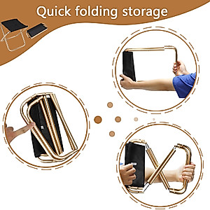 Junwapy Mini Camp Stool Lightweight Folding Camping Stool Portable Outdoor Chair Foot Rest for Fishing Hiking Gardening and Beach, Oxford Cloth with Carry Bag (Gold-Black)