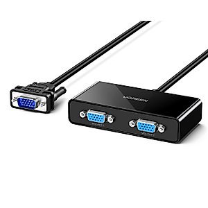 UGREEN VGA Splitter 1 in 2 Out Screen Duplication Support Mirror Mode Only Y Splitter Computer Monitor VGA SVGA Port with 1M Cable Support 1080P 60Hz for Laptop PC to Monitor