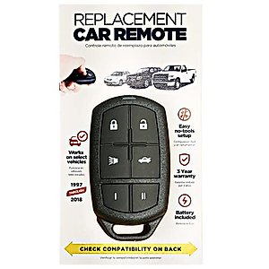 Replacement Car Remote for Hundreds of Vehicles, Keyless Entry FOB with Lock, Unlock, Remote Start, Trunk Release and More, for Select Vehicles from Many Manufacturers (Universal Remote)