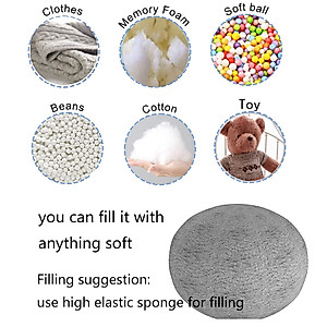 cjc Giant Fur Bean Bag Chair Cover for Kids Adults, (No Filler) Living Room Furniture Big Round Soft Fluffy Faux Fur Beanbag Lazy Sofa Bed Cover,Snow White,6FT 150 * 75cm