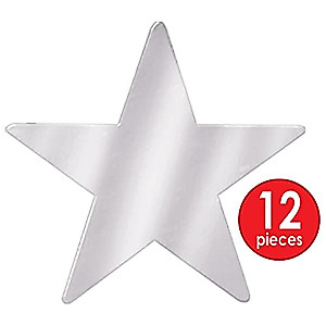 Beistle 57027-S Silver Metallic Star Cutouts, 3-1/2 Inch, 12 Pieces Per Package
