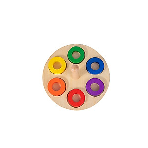 Adena Montessori 6 Rings on Peg Baby Toys for 1 Year Old Infant Toddlers