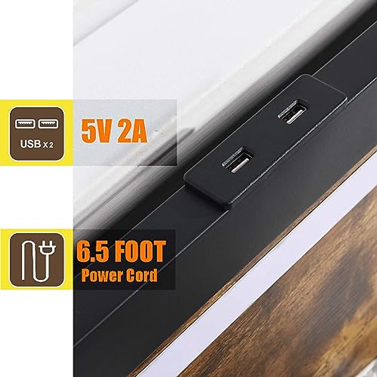 Ailisite Queen Size Bed Frame with Storage Drawers and 2 USB Ports, LED Queen Bed Frame with Headboard, Metal Platform Bed No Noise, Mattress Foundation Strong Metal Slats Support No Box Spring Needed