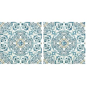 FloorPops FP2477 Fontaine Peel & Stick Floor Tiles, Blue (Pack of 2)