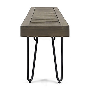 Christopher Knight Home Abbet Outdoor Industrial Wood Bench, Grey/Black Metal