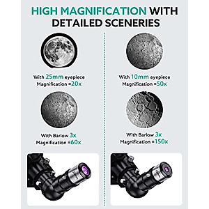 Telescopes for Adults Astronomy, 80mm Aperture 500mm Professional Refractor Telescopes for Kids, Beginners Telescope with Adjustable Tripod, Phone Adapter to Observe The Moon and Planet