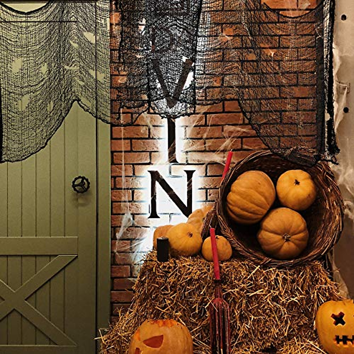 CozyCabin 78 x 33 inch Spooky Halloween Cloth Indoor Outdoor Halloween Creepy Cloth for Haunted House Patio Yard Garden and Wall Windows Scary Halloween Decorations