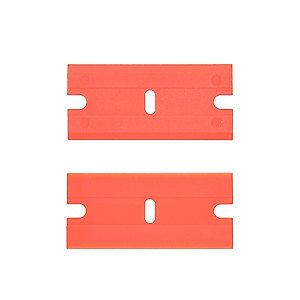 200pcs Plastic Razor Blades, Non-scratch Double Edged, for 1.5-inch Universal Safety Scraper Plastic Common Scraper, Remove Decals, Stickers, Adhesive, Clean Glass Window, Orange