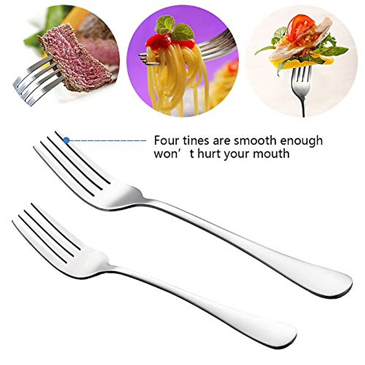 Silverware Set Service for 2, E-far 10-Piece Stainless Steel Flatware Set Cutlery Set, Include Knife/Fork/Spoon, Simple & Classic Design, Easy Clean & Dishwasher Safe