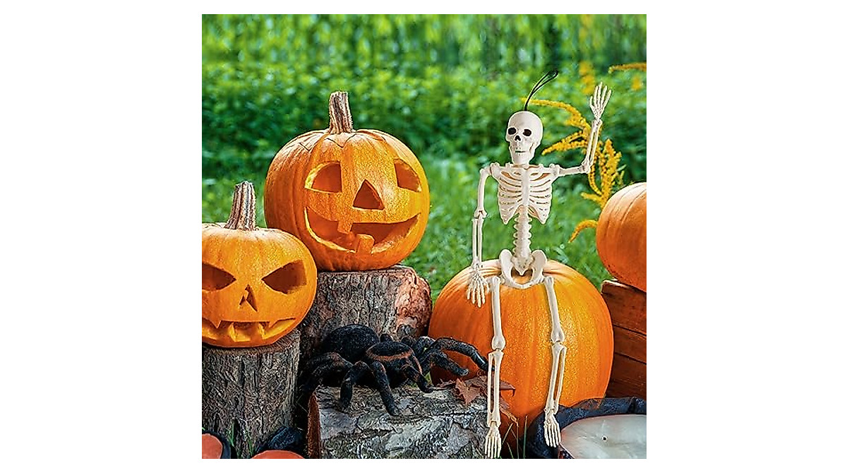 16" Posable Halloween Skeletons - 6 Pack Hanging Decor