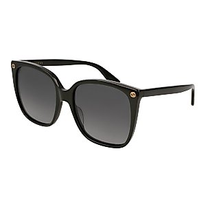 Gucci Lightness Square Women Sunglasses GG0022S 001 Black 57mm - Bundle Ocu-Kit Eyewear Care Packet