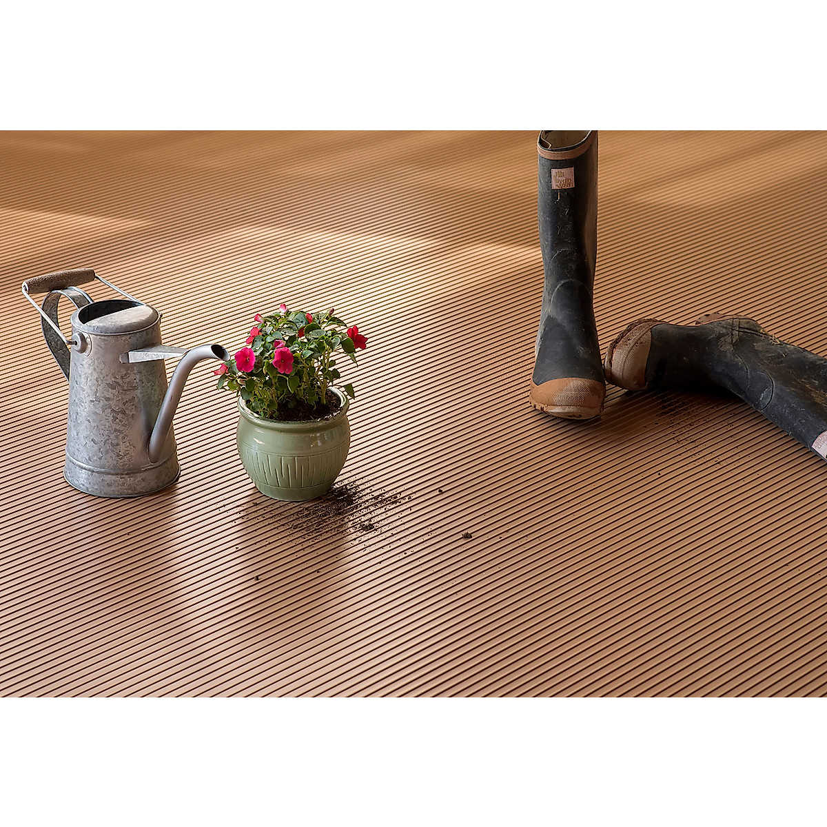 G-Floor for Pets Ribbed Channel Protective Vinyl Floor Covering for Hardwood, Concrete, and Low-Pile Carpet - 5ft x 10ft Sandstone