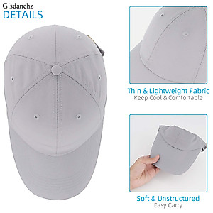Gisdanchz Caps for Men Outdoor Sport Hat Hiking Fishing Cycling Cap Mens Golf Hats for Women Quikc Dry Womens Baseball Caps Mesh Running Hat Workout Mesh Baseball Cap Grey