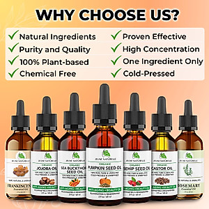 Jeune Naturelle Pumpkin Seed Oil Organic, 100% Pure RAW Cold Pressed Undiluted For Anti Aging Wrinkle Repair Hair Growth, Fast Absorbing, Travel Size, Non-Comedogenic Organic Pumpkin Seed Oil