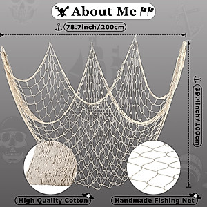 Shappy 2 Pieces Fish Net Decorative 80 x 40 Inch, Wall Hanging Fishnet for Mermaid, Pirate, Nautical, Under The Sea Party Decorations, Ocean Themed Hawaii Beach Halloween Party Supplies(Beige)