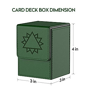 Bheddi Card Deck Box compatible with YGO Cards, Card Holder Cases with 2 Dividers per Holder, Large Size Fit 110 Cards (Hexagram-Green)