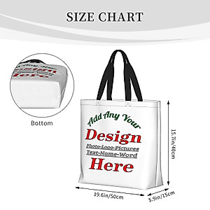 Tote Bags for Women Customized Shopping Bags Beach Bag Travel Bags Personalized Gifts White Customized Shoulder Bags with Your Own Logo Image Text Name