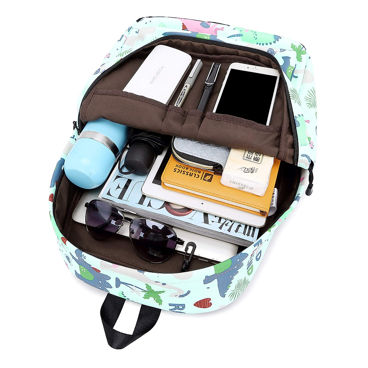 Acmebon Fashion Roomy Cute Backpacks for Teen Girl Children Lightweight School Bookbag Dinosaur