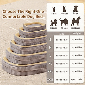 DEBANG HOME Orthopedic Dog Bed for Medium Dogs Breeds, High Density Egg Crate Foam Dog Sofa Beds,Oval Kennel Bed, Pet Couch Bed with Four Sided Bolster, Removable Washable Cover& Non-Slip Bottom