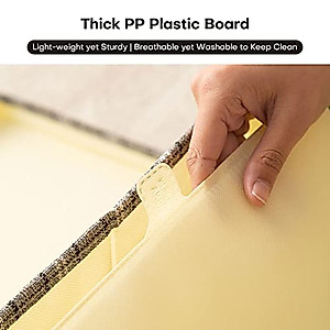 ANMINY 2PCS Storage Bins Set Cotton Linen Fabric Open Storage Basket Box Foldable Washable Rectangular Cube Organizer with Handles Label Window Pocket Thick PP Plastic Board - Medium, Black Plaid