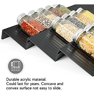 VANGAY Spice Drawer Organizer, 8 Tier, Acrylic Drawer Spice Rack, Spice Organization for Drawer, Adjustable from 11" to 22", Space Black