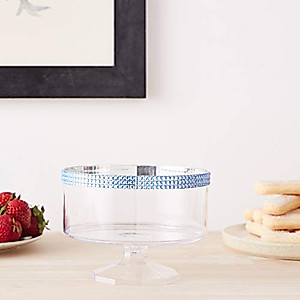 Luxury Small Clear Plastic Trifle Container with Dazzling Blue Gems - 5.75" (1 Piece ) - Perfect for Desserts & Centerpieces