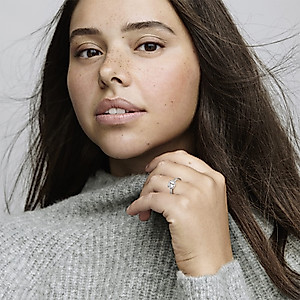 PANDORA Square Sparkle Halo Ring - Stunning Sophisticated Ring - Sterling Silver Ring for Women - Layering or Stackable Ring - Sterling Silver with Clear Cubic Zirconia - Size 6