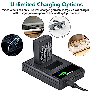 Hisewen EN-EL20 EN-EL20a Battery and Dual Charger for Nikon Coolpix P950, P1000, DL24-500, Coolpix A, 1 AW1, 1 J1, 1 J2, 1 J3, 1 S1, 1 V3 Digital Camera.