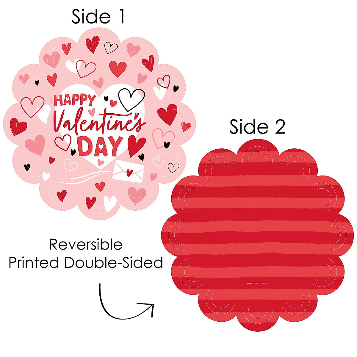 Big Dot of Happiness Happy Valentine’s Day - Valentine Hearts Party Round Table Decorations - Paper Chargers - Place Setting for 12