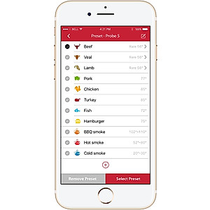 GrillEye GE0001 Smart Bluetooth Grilling & Smoking Thermometer, Red