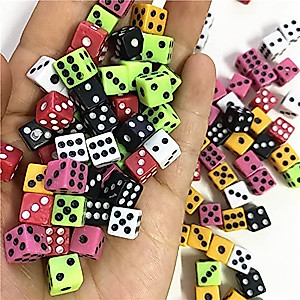 ZYM305 50Pcs/lot 8 * 8 * 8mm 6colors Plastic White Gaming Dice Six Sided Cube for Decider Birthday Parties Board Game Games Dice (Color : White)