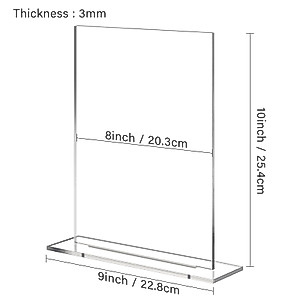 JINMURY 8x10 Inch Clear Acrylic Sign with Stand | 5 Pack Blank Acrylic Table Signs and Base for DIY Wedding Table Numbers, Wedding Signage, Events& Parties