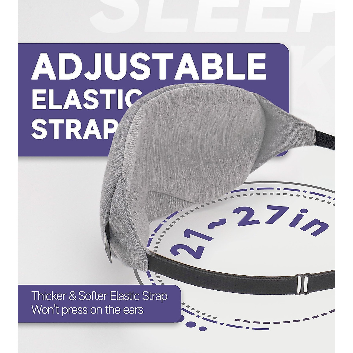 Mavogel Cotton Sleep Eye Mask - Updated Design Light Blocking Sleep Mask, Soft and Comfortable Night Eye Mask for Men Women, Eye Blinder for Travel/Sleeping/Shift Work, Includes Travel Pouch, Grey