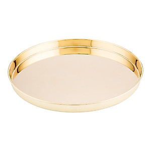 Restaurantware 12-inch Round Stainless Steel Serving Tray: Perfect for Bars Restaurants and Catered Events - Gold-Plated Party Tray for Cocktails and Snacks - 1-CT