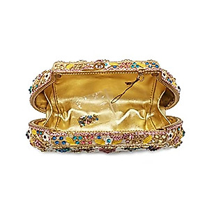 UMREN Women Vintage Flower Rhinestone Clutch Crystal Evening Bag Purse Wedding Cocktail Bag Purple