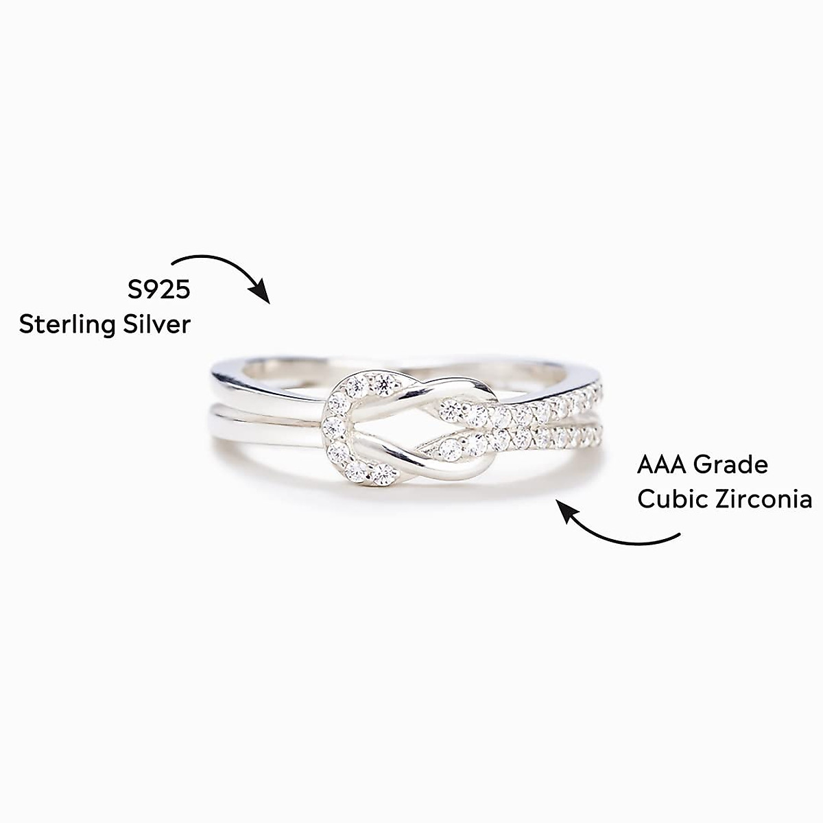 STORYJEWELLERY Mothers Ring, Daughter Gifts from Mom, Birthday Gifts for Mom, Mom Presents, 925 Sterling Silver Square Knot Ring for Women, Christmas, Thanksgiving, Mothers Day, Anniversary Size7Y